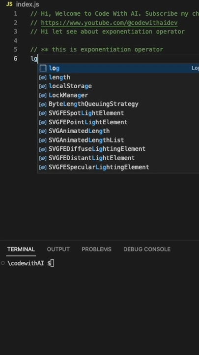 exponential operator in javascript #shorts #short - YouTube
