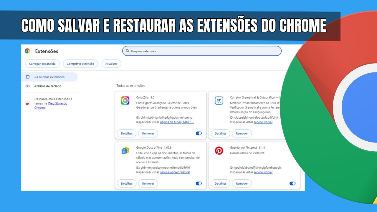 Como fazer o Backup e Restaurar as extensões do Google Chrome - YouTube