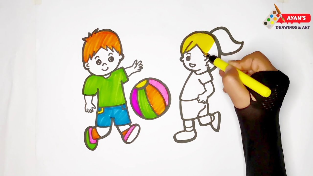 Kids Playing Drawing and Coloring for Kids - YouTube
