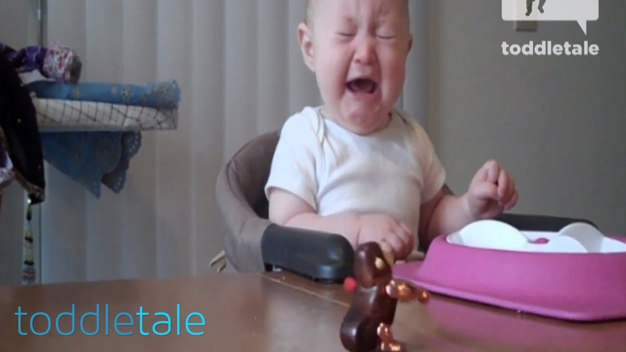 Bebê Está Assustado Com Brinquedo Macaco | Bebês E Crianças Infelizes ...