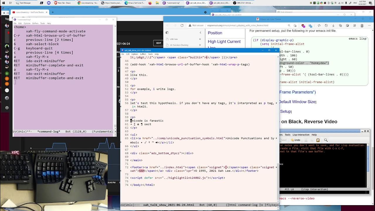 XahTV 2021-06-24 emacs lisp live coding, html, auto add p tags - YouTube