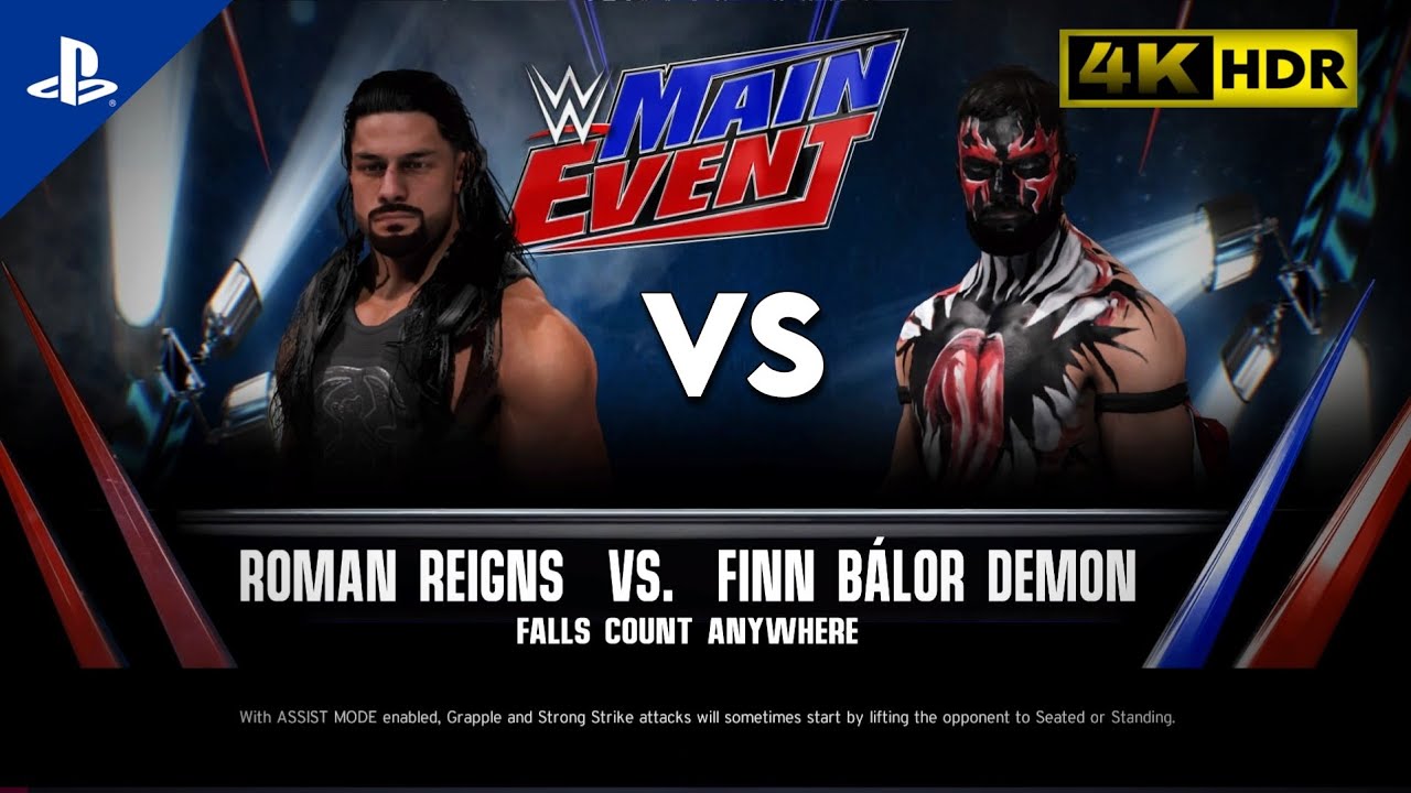 [4K] Roman Reigns Vs. Finn Balor Demon (fall count anywhere match)Ultra ...