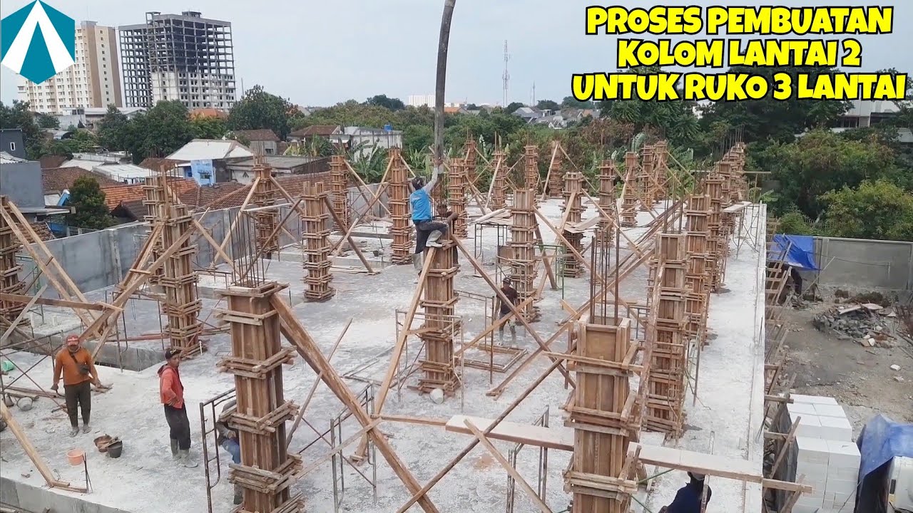 Proses pembuatan kolom lantai 2 untuk ruko 3 lantai || concrete column ...