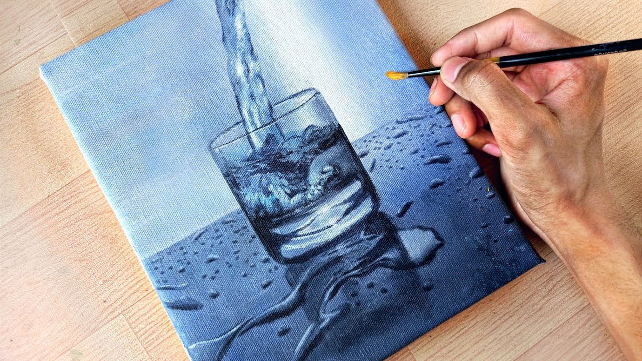 A glass of water/ Acrylic painting/ Gaurang art/step by step - YouTube