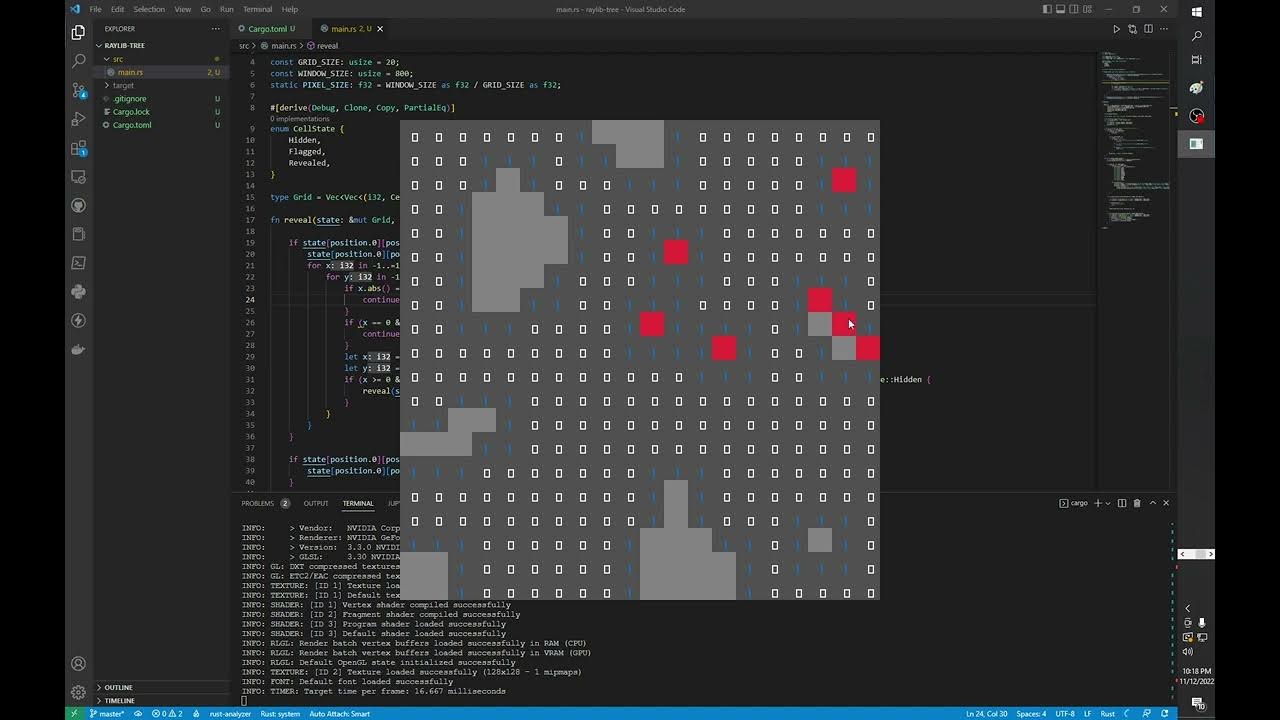 Rust (.rs) Minesweeper using Raylib-rs - YouTube