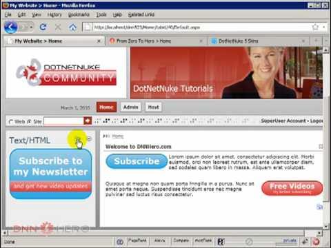 Dotnetnuke DNN Tutorial - How to get started with your DotNetNuke website part 3 of 3 - Video #4 ...