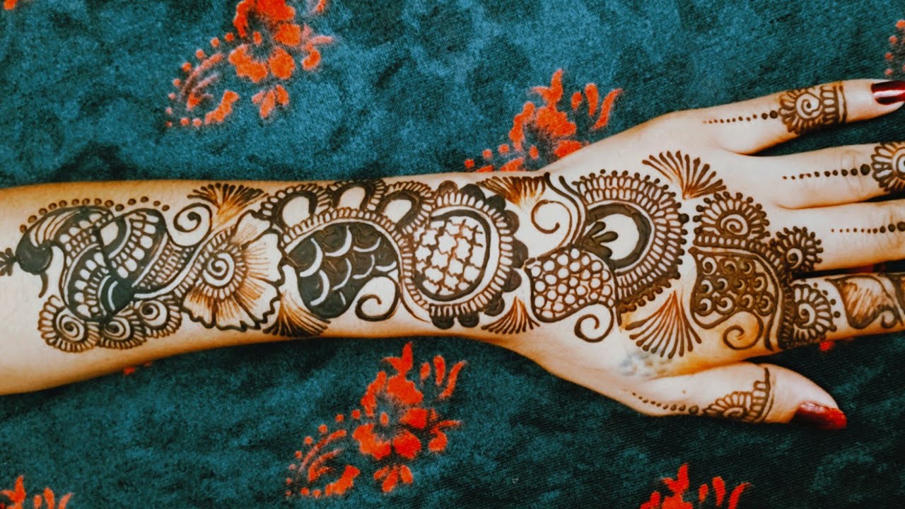 how to draw new gorgeous mandhi design one side mandhi design - YouTube