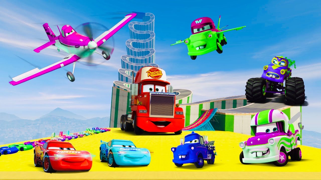 Crazy Track - Race All Disney Cars Lightning McQueen & Dinoco Cruz ...