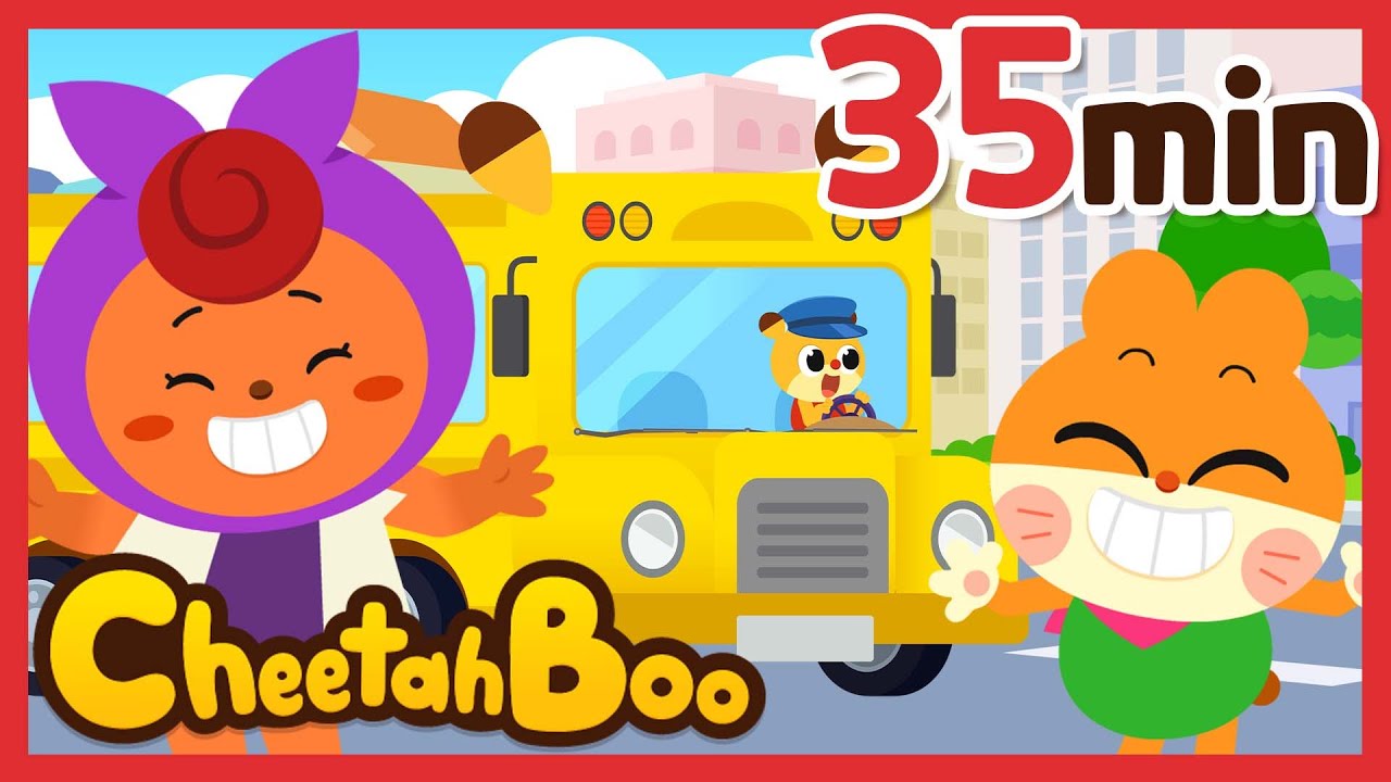 Wheels on the Bus Songs + Cheetahboo Animal Time | 35min Nursery rhymes ...