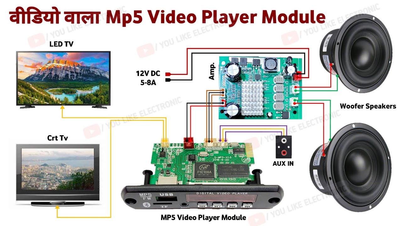 How To Wiring Mp5 Video Player Module And Amplifier At Home • You Like ...