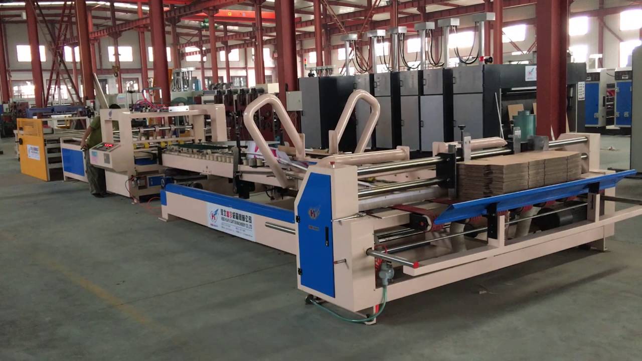 YF Series automatic carton folder gluer with automatic bundle machine - YouTube