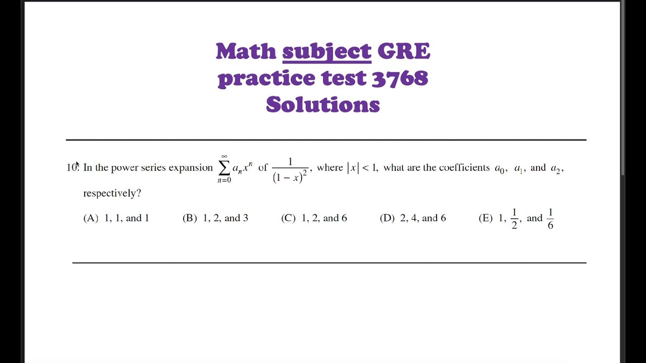 Math subject GRE 3768 problem 10 - YouTube