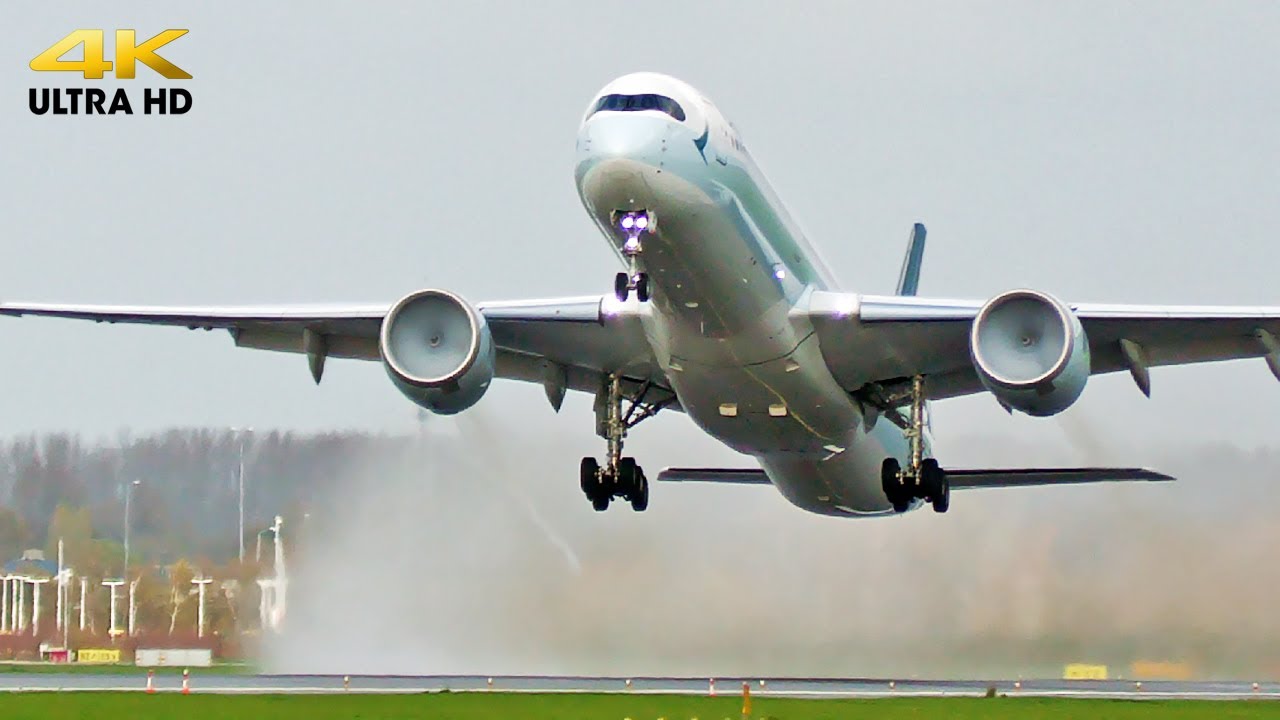 A350-1000 engine intake condensation fog | Flight 'CX270' AMS-HKG - YouTube