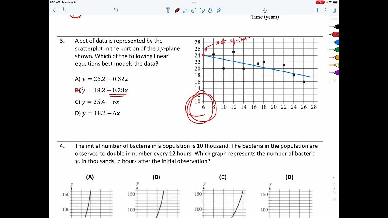 [Alg2] Choosing Linear Model Based on Scatterplot (Atypical Axes) - YouTube