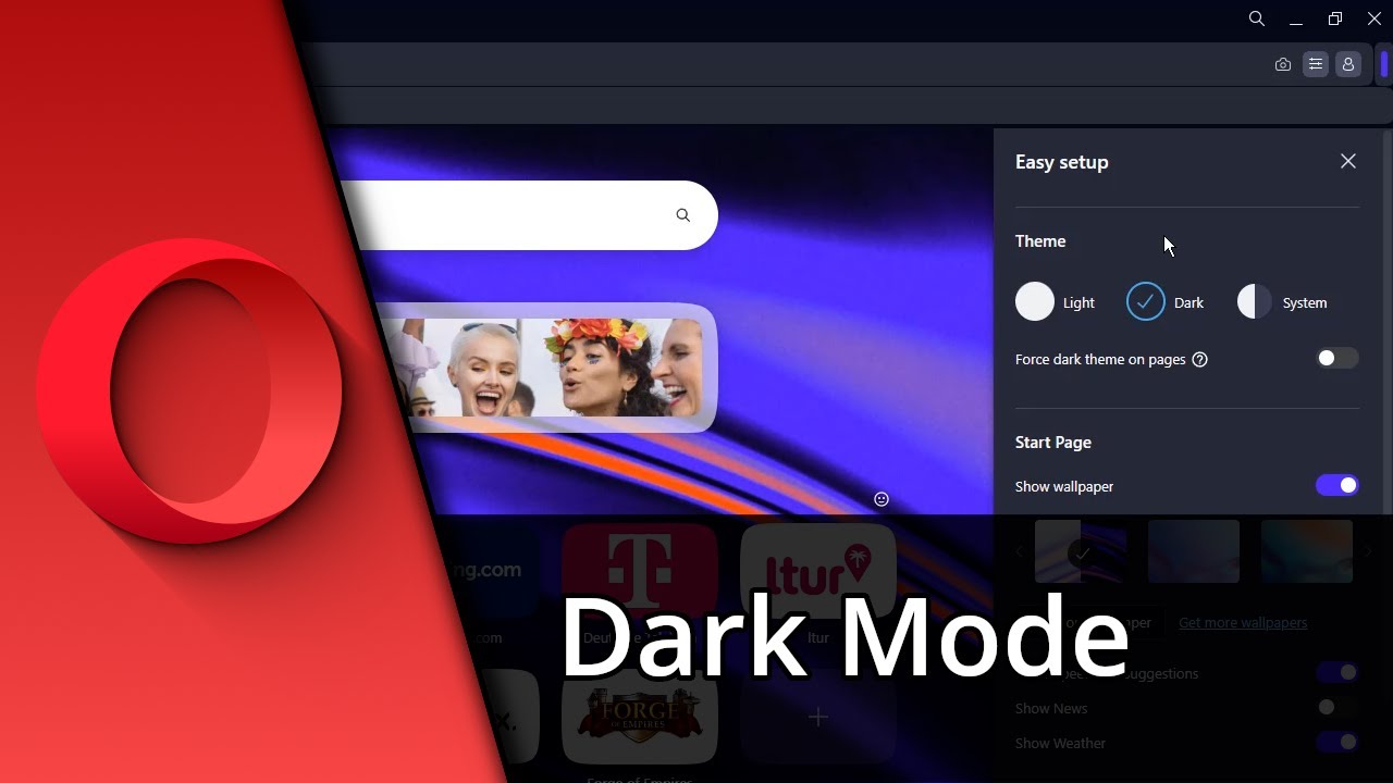 How to turn on dark mode in Opera Tutorial - YouTube