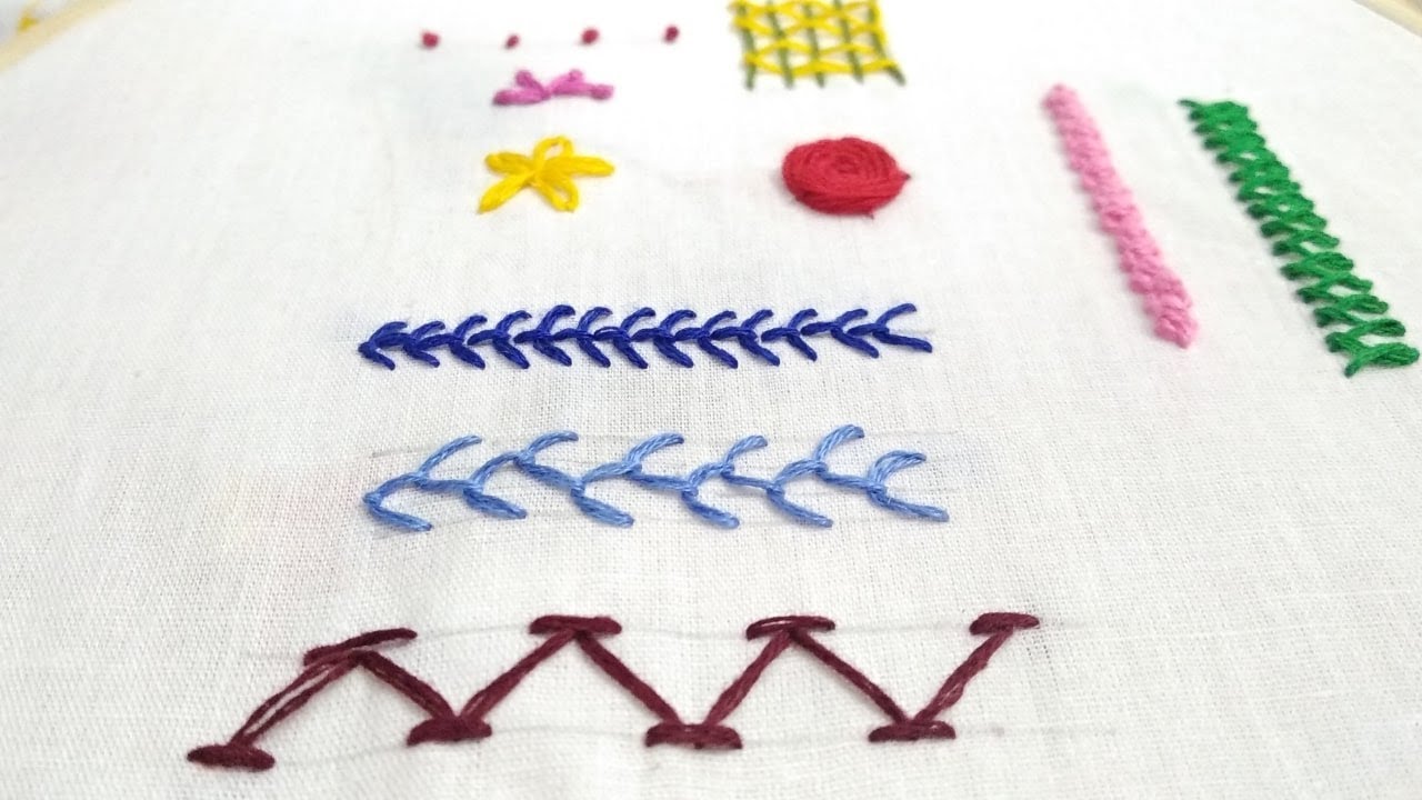 Hand Embroidery Basic Stitches For Beginners | Basic stitches Tutorial ...