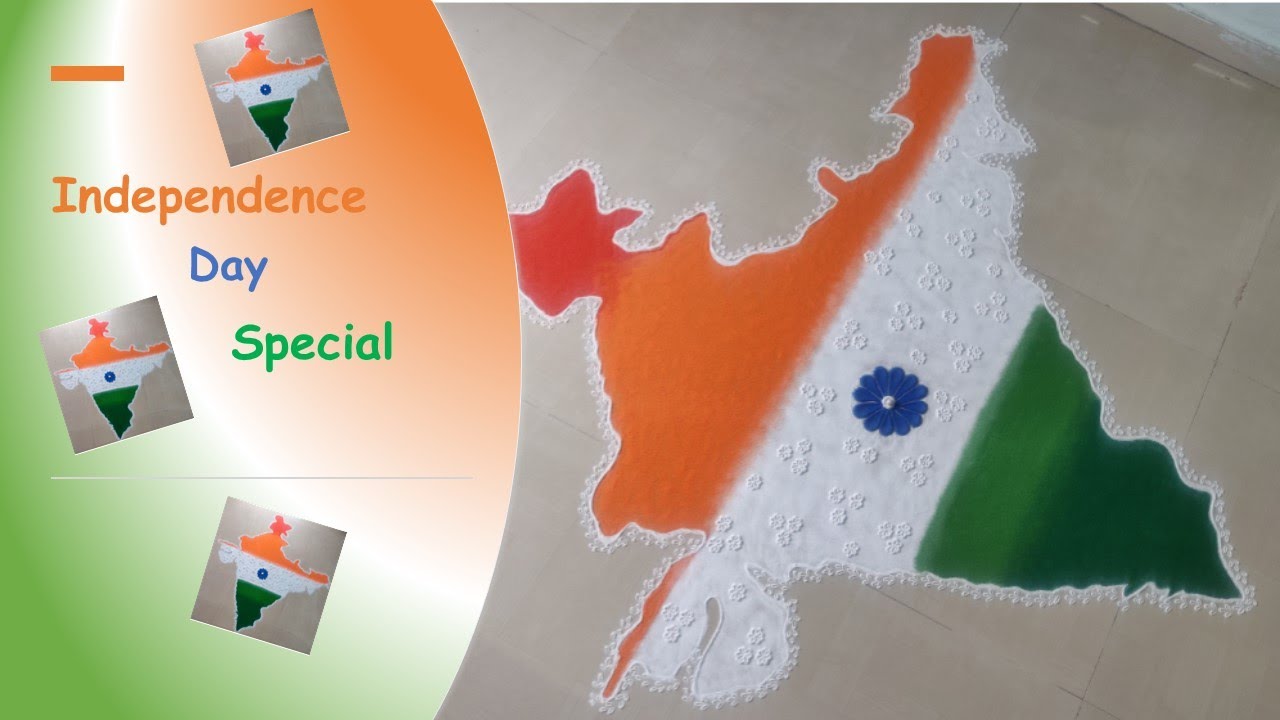 Very easy India map rangoli for Independence day! १५ अगस्त के लिए ...