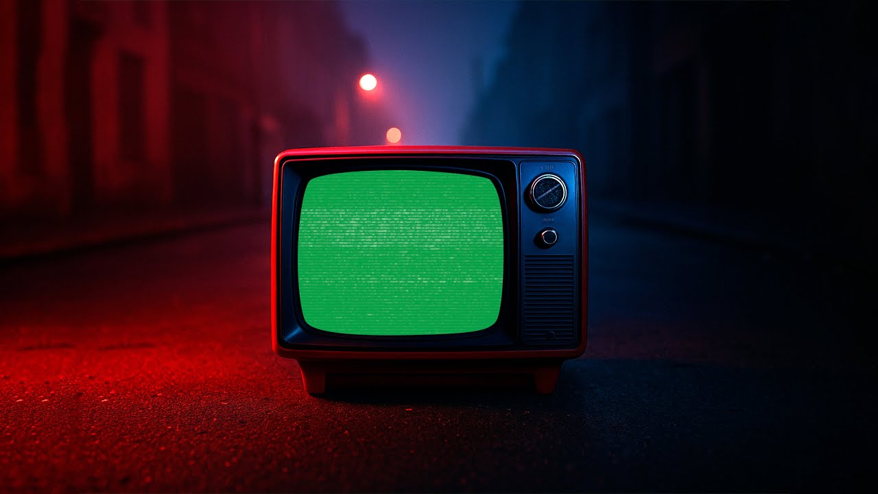 Horror Retro TV Green Screen | Vintage Scary TV Mockup Template for ...