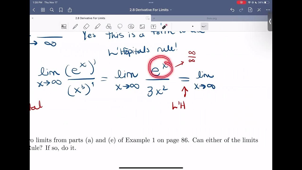 2.8 Using Derivatives to Evaluate Limits Parts 3 - YouTube