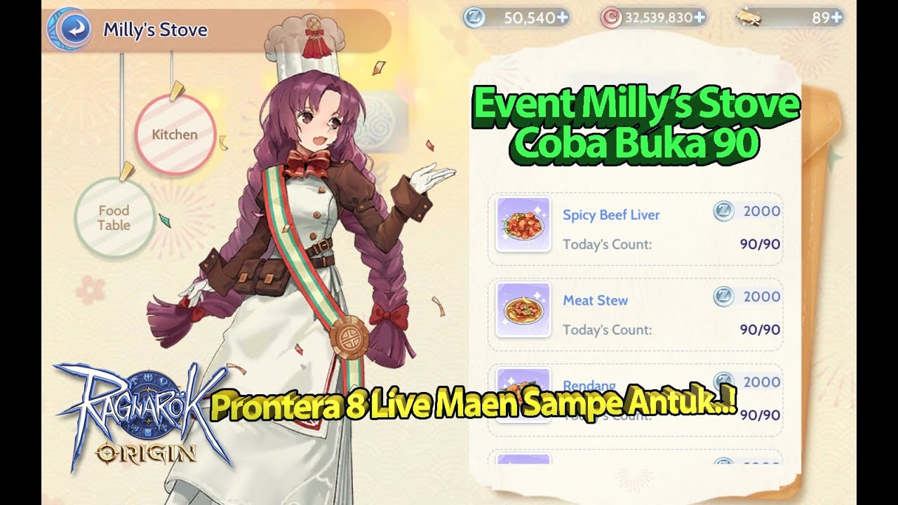 Ragnarok Origin Event Milly`s Stove , Coba Buka 90, Live Sampe Antuk ...