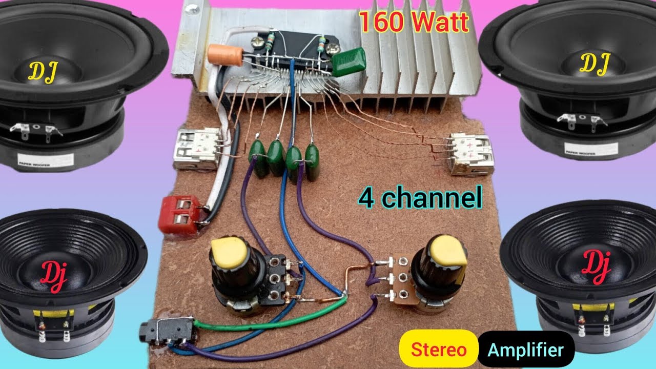 Powerful Stereo Bass Amplifier / using TDA7388 ic / 160 watt with 4 Speaker. any DJ - YouTube