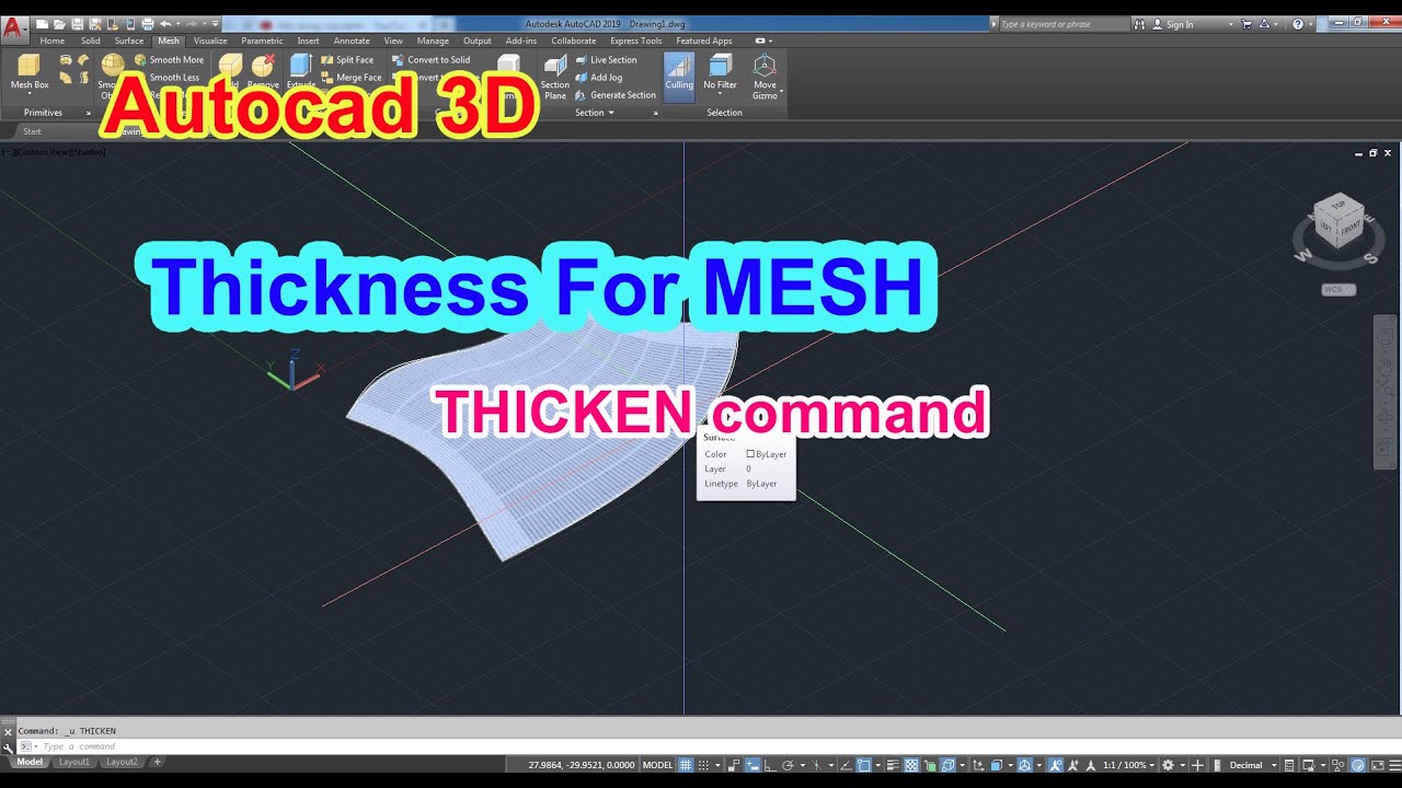 How To Create THICKNESS For MESH In Autocad 3D Autocad For Beginner how-to-create-thickness-for-mesh-in-autocad-3d-autocad-for-beginner