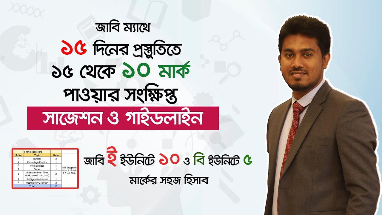 Ju E Unit Math Short Suggestions 2023 Ju B Unit Suggestions এই ৭ টি 8988
