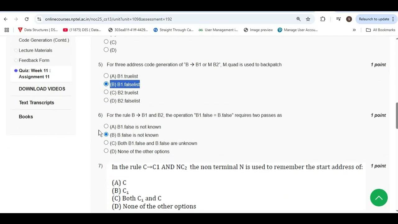 Compiler Design week 11 Assignment Solution NPTEL 2025 - YouTube