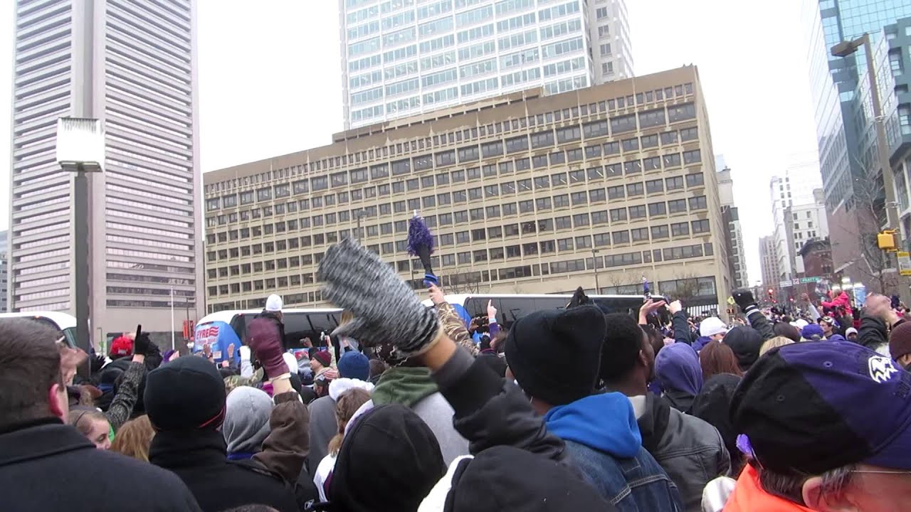 Ravens Superbowl Send Off - Buses leave - YouTube