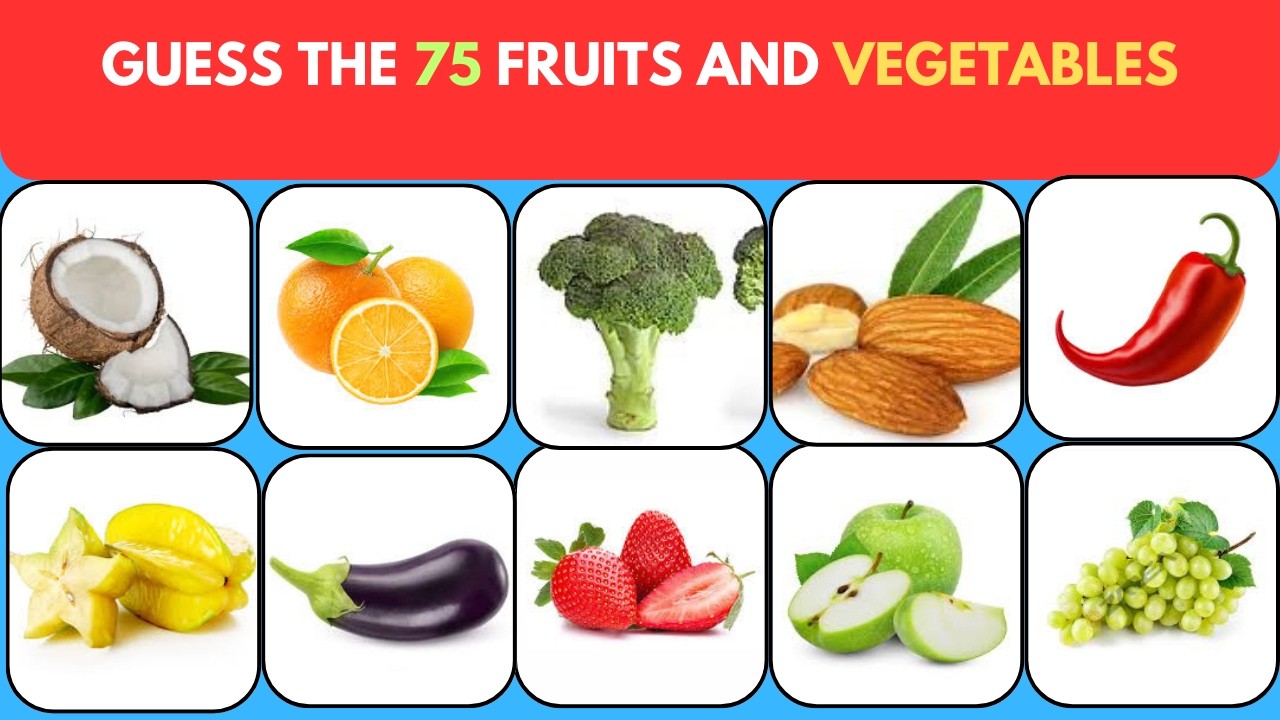 Guess the Fruit and Vegetable in 5 seconds 🍎🥑🍍 | EASY to HARD - YouTube