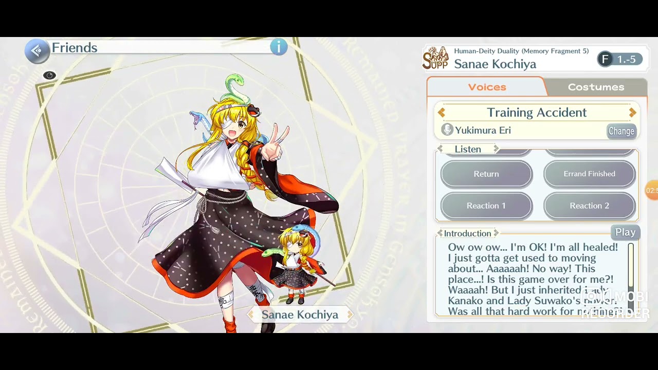 Touhou Lost Word Voice Lines - Sanae Kochiya (Human-Deity Duality ...
