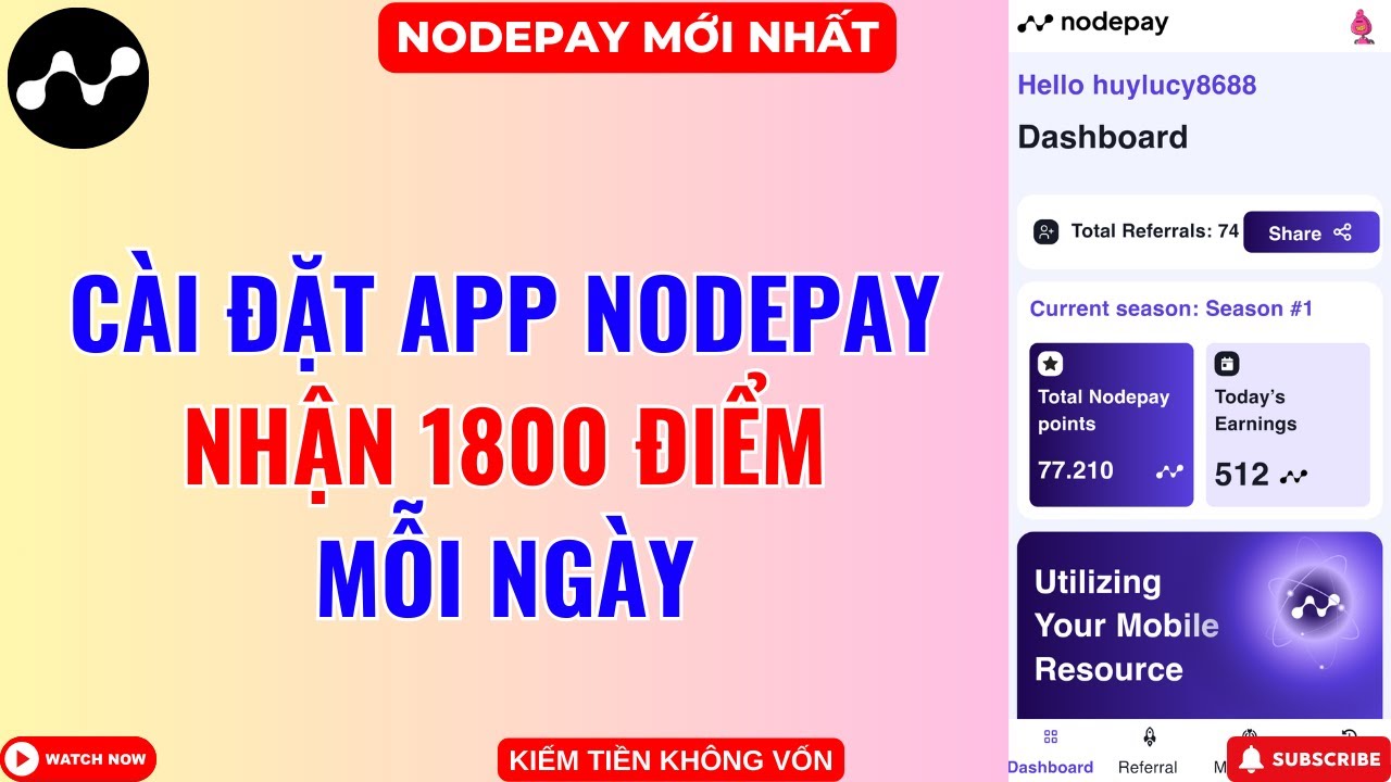 NodePay Airdrop | Cài Đặt App NodePay Nhận 1800 Điểm Mỗi Ngày - YouTube