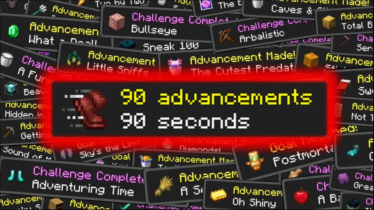 Minecraft 90 advancements in 90 seconds - YouTube