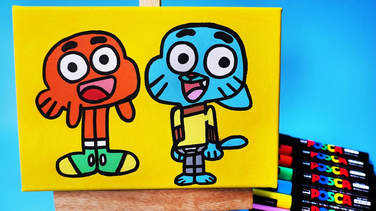 The Amazing World of Gumball😺🐠 Canvas Painting with POSCA Paint Marker ...