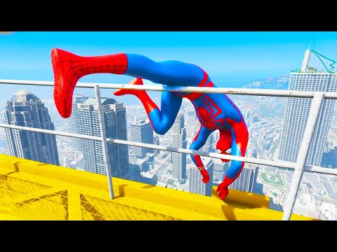 SPIDERMAN CRAZY JUMPS/FALLS (GTA 5 Spider-Man Fails) #73
