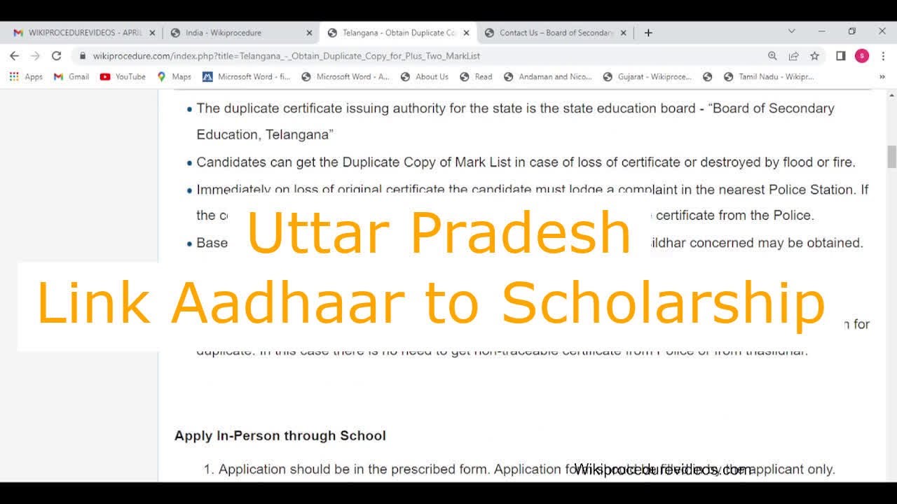 Uttar Pradesh - Link Aadhaar Card to Scholarship Account - YouTube