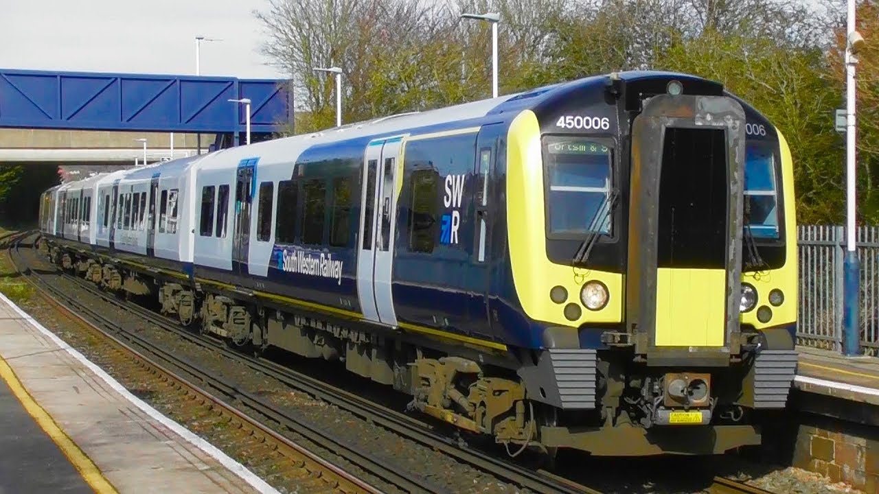 SWR 450043 + 450006 + 450021 In New SWR Liverys At Portsmouth ...