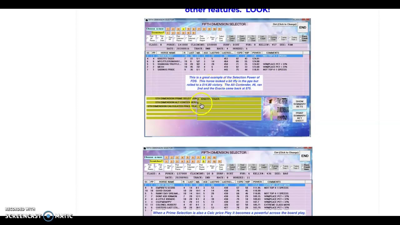 The Fifth Dimension Selector Horse Racing System/Software - YouTube