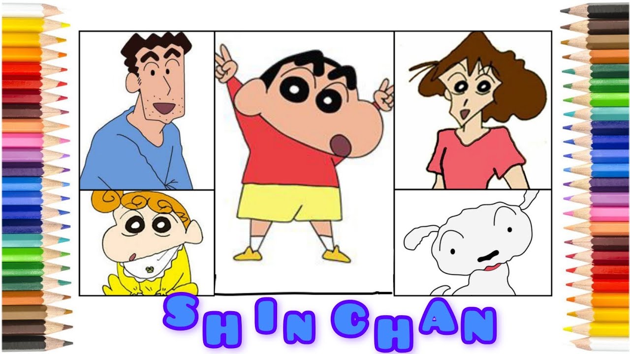 Shinchan family drawing|How to draw shinchan character| Misae,Himawari ...