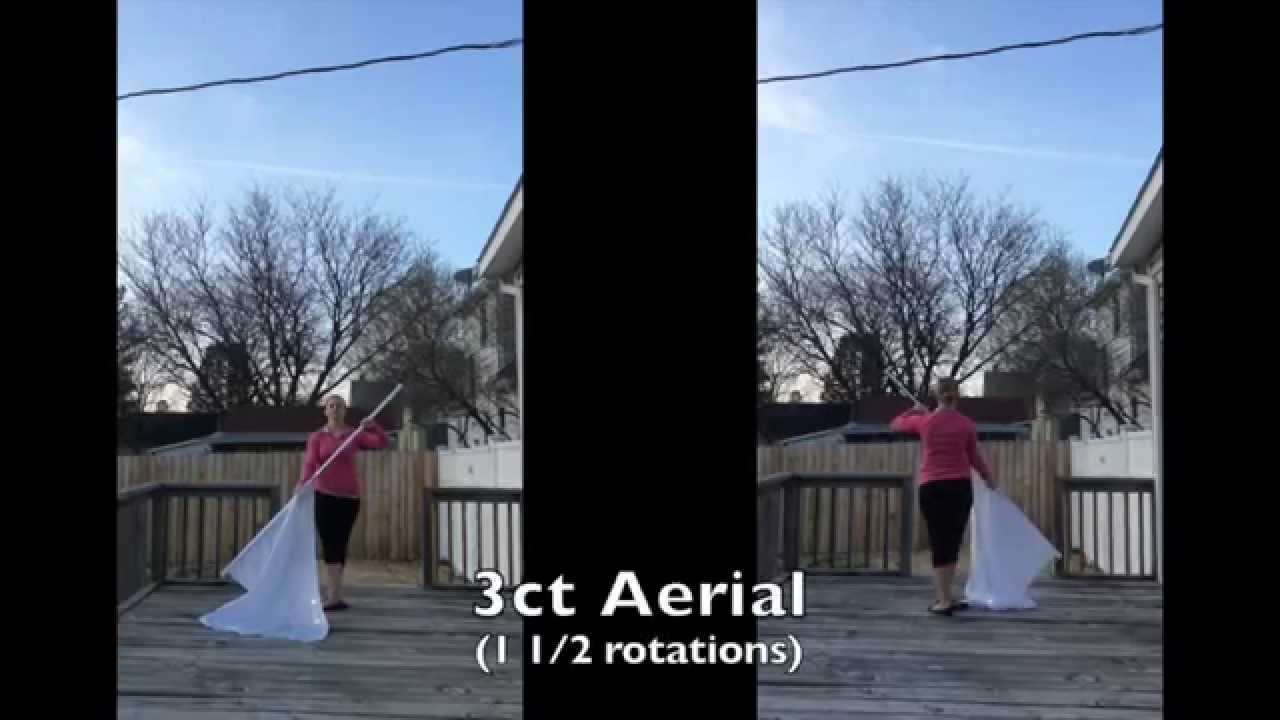 Color Guard Basics - 3ct Aerial (1 1/2 rotations) - YouTube