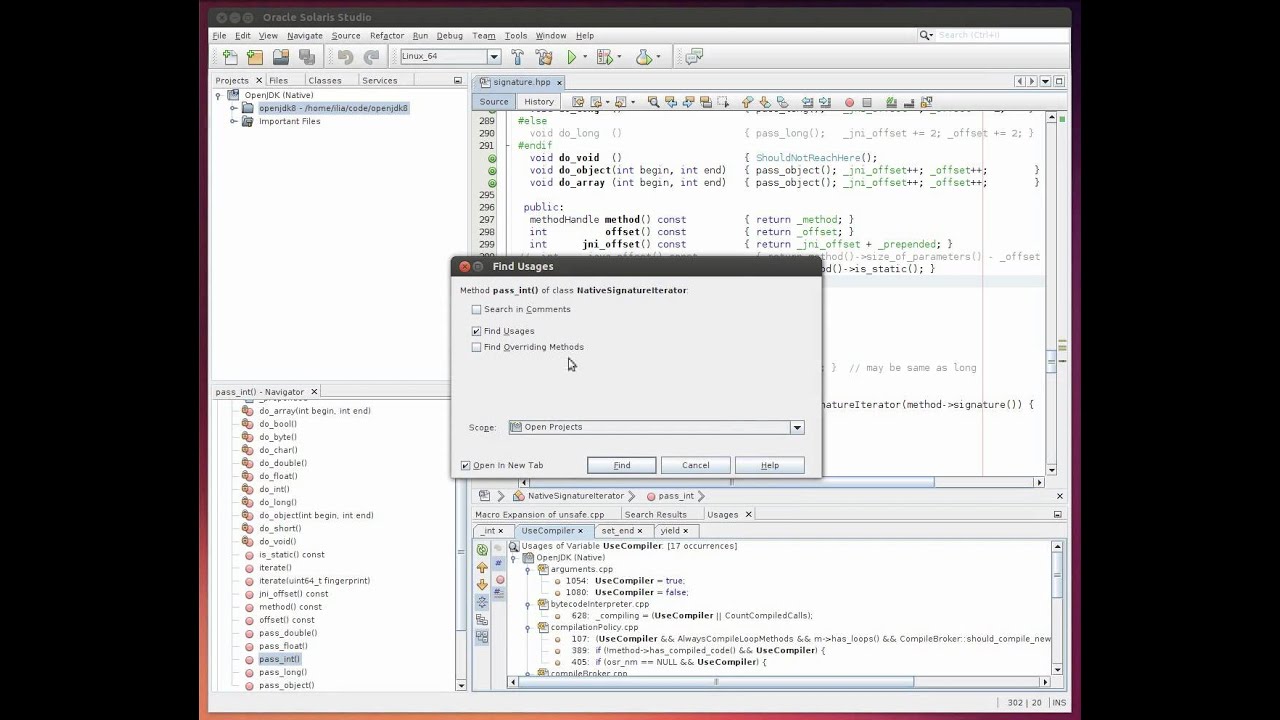 Find Usages Feature of the Oracle Solaris Studio IDE - YouTube