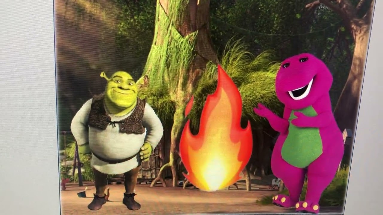 Barney destroys Shrek’s house and gets grounded - YouTube