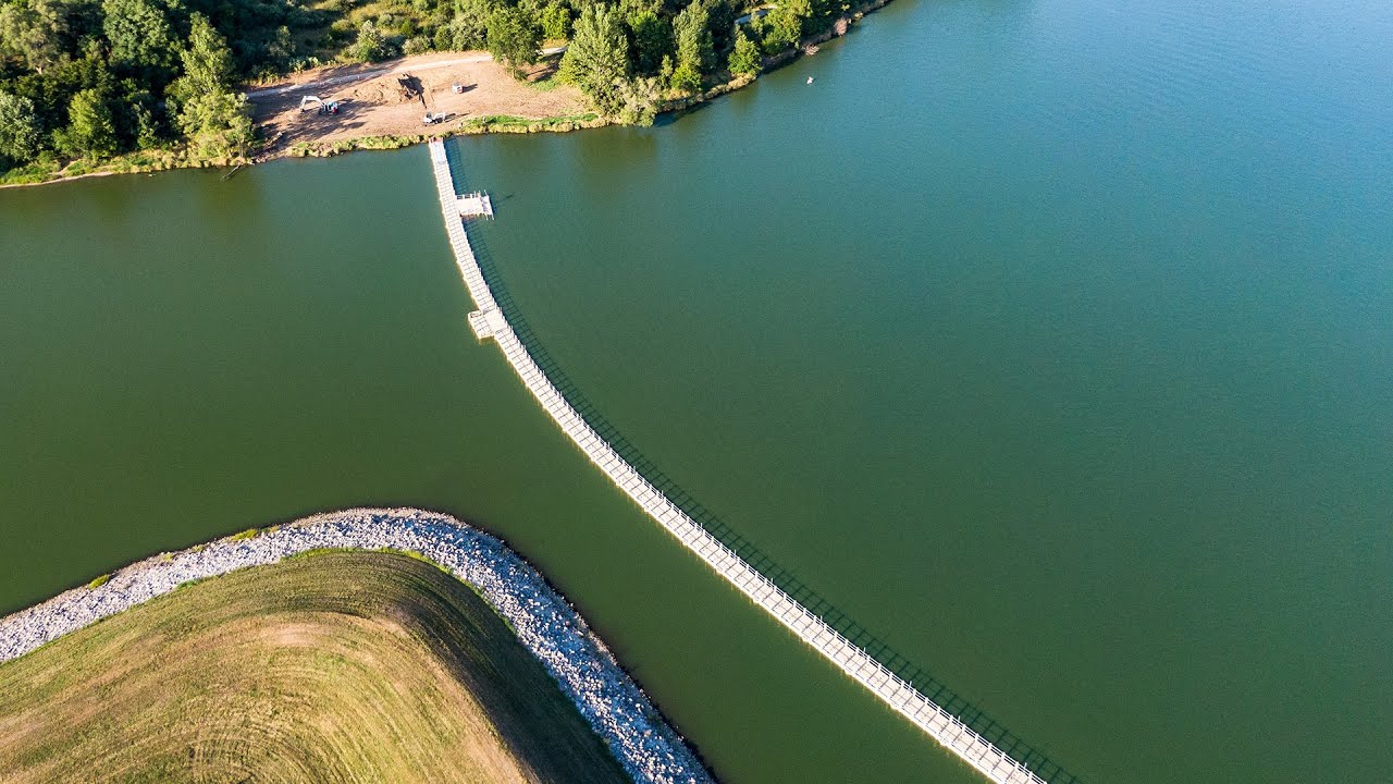 Standing Bear Lake Floating Bridge Construction - YouTube