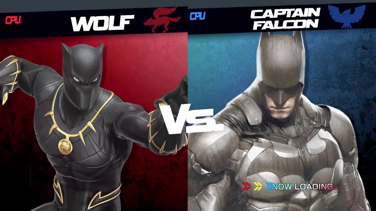 Black Panther (Wolf) vs Batman (Captain Falcon): Super Smash Bros ...