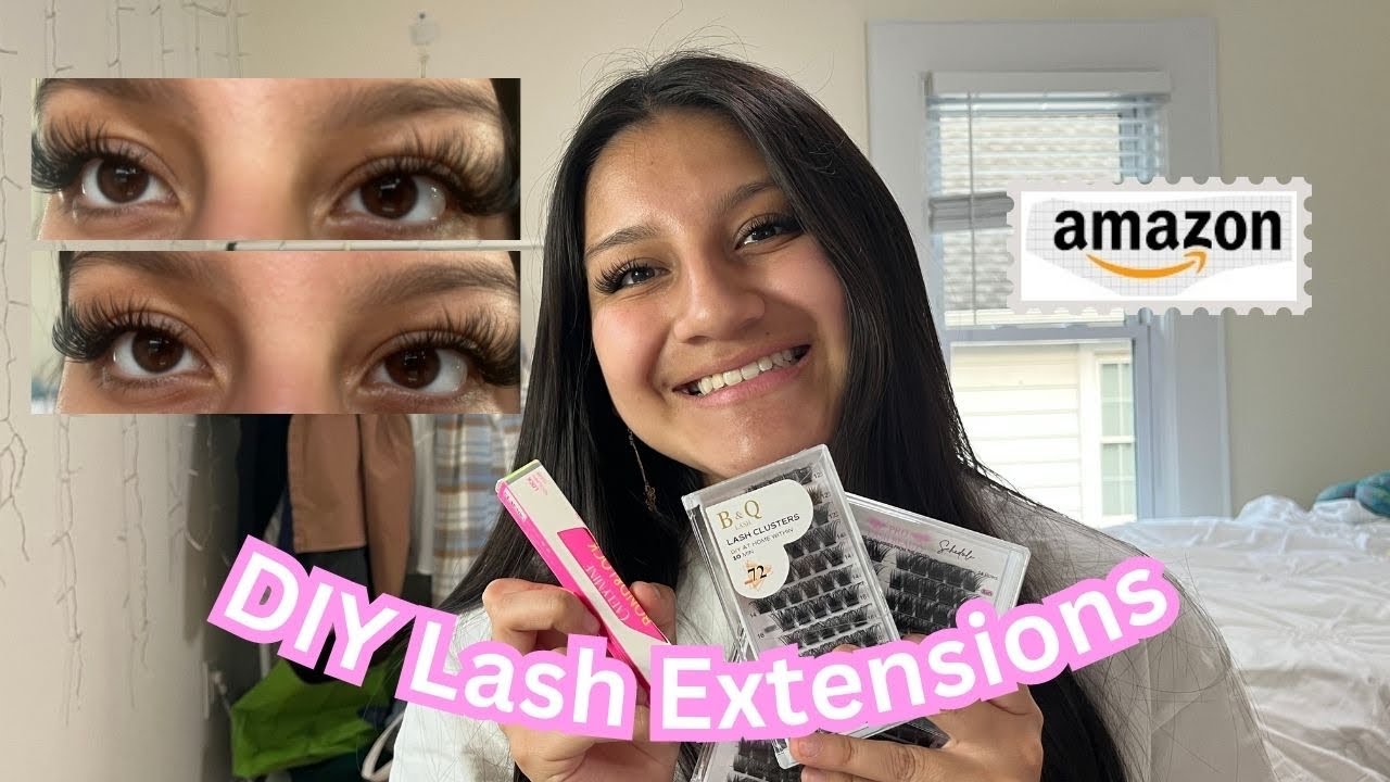 DIY LASH EXTENSIONS AT HOME | HOW TO APPLY LASH CLUSTERS FROM AMAZON ...