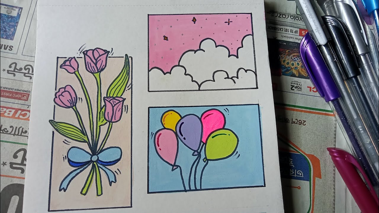 Pinterest flower drawing 😍🌷| how to draw flower| how to draw clouds ...