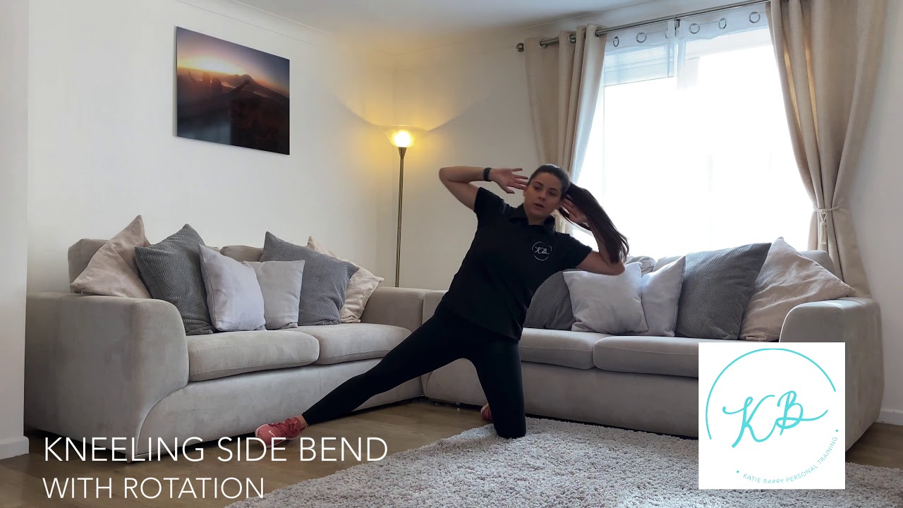 Kneeling Side Bend With Rotation - Home workout guide demonstration ...