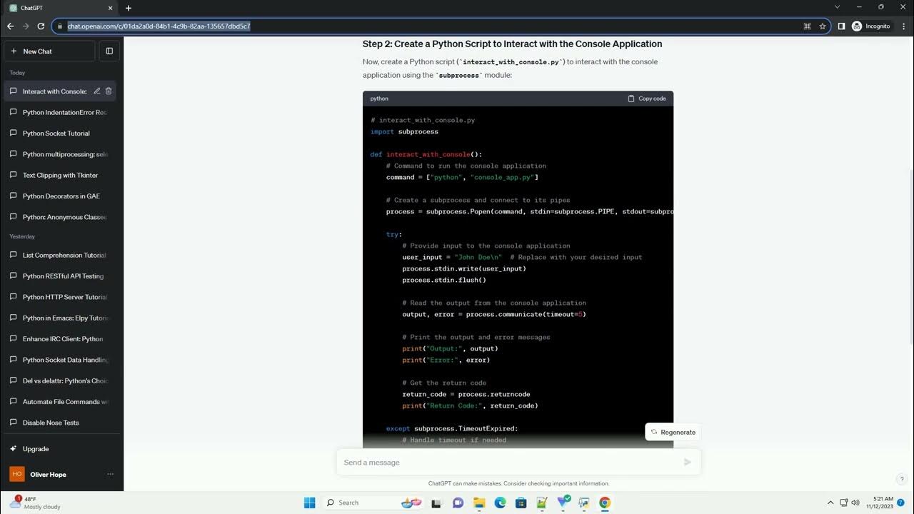 Interact with a Windows console application via Python - YouTube