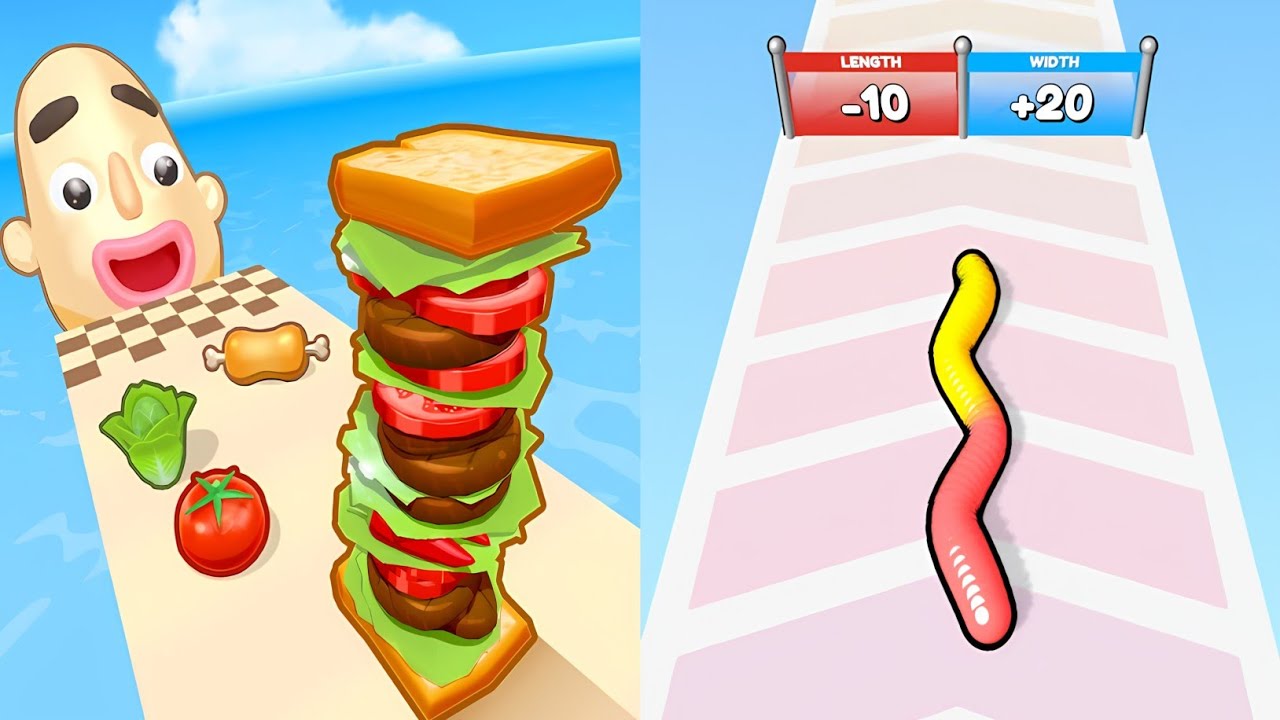 Sandwich Runner VS Gummy Worm Go - Satisfying ASMR Gameplay ALL Levels - YouTube