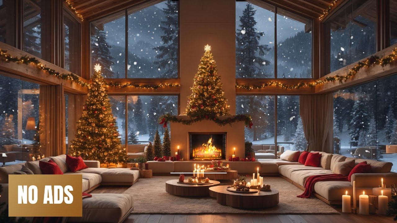 Cozy Christmas Cabin Ambience ️ Instrumental Christmas Jazz with ...
